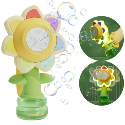(Pink) Bubble Machine Toy Sunflower LED Dance One Key Electric ...