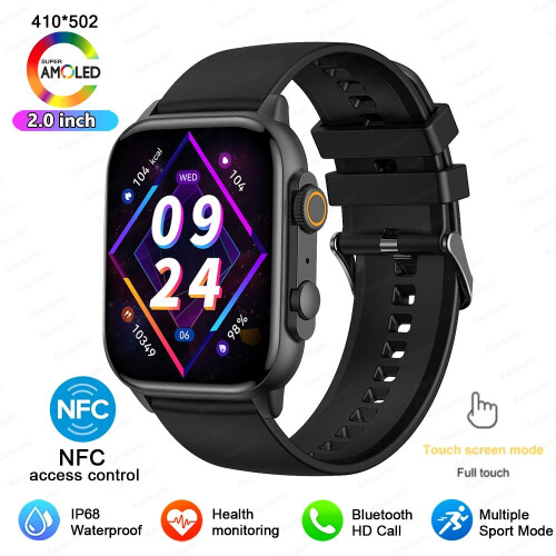 (Black, AMOLED Smartwatch) AMOLED Screen Ultra Smart Watch Always On ...