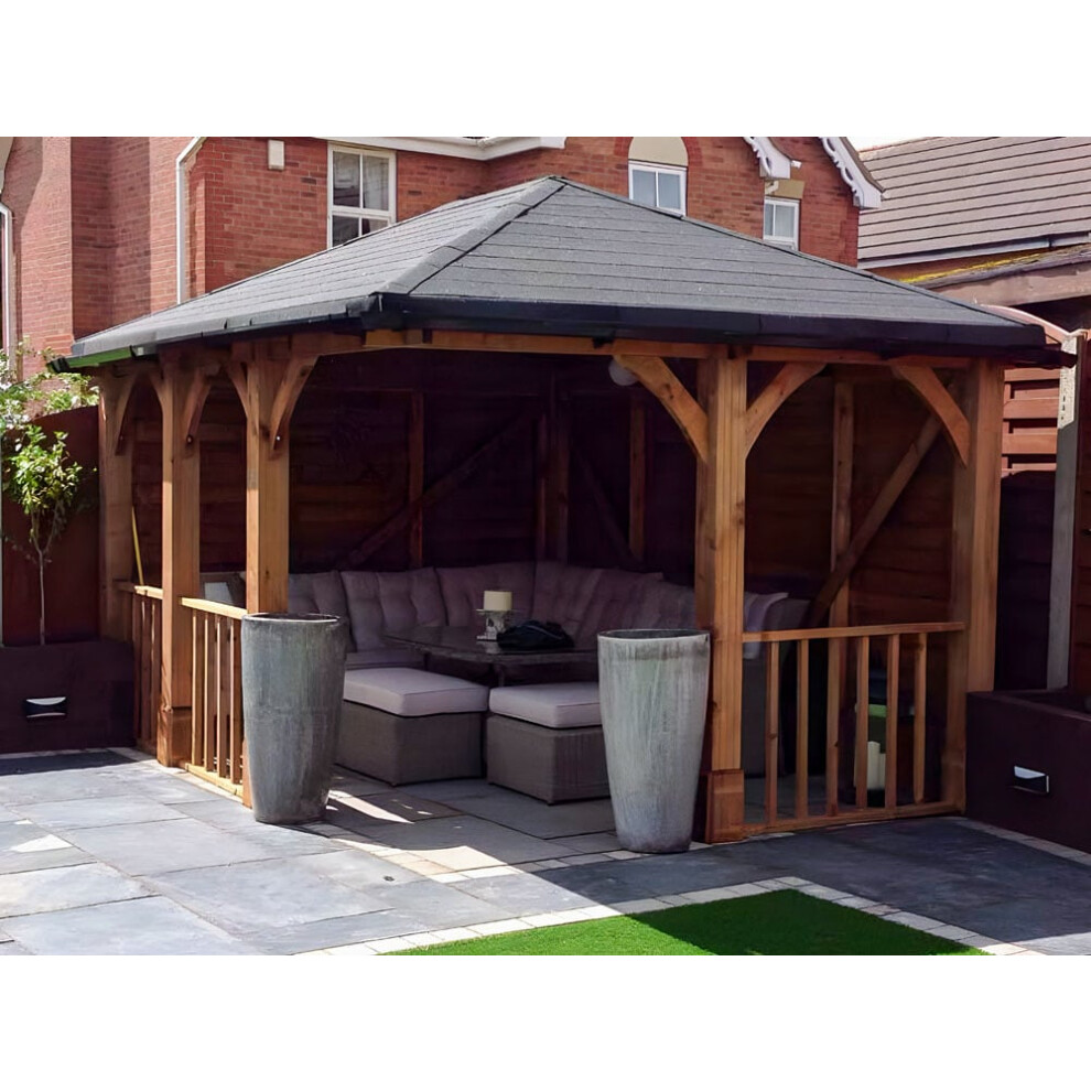 Dunster House Corner Gazebo Kit 4m x 3m Leviathan with Side Walls and ...