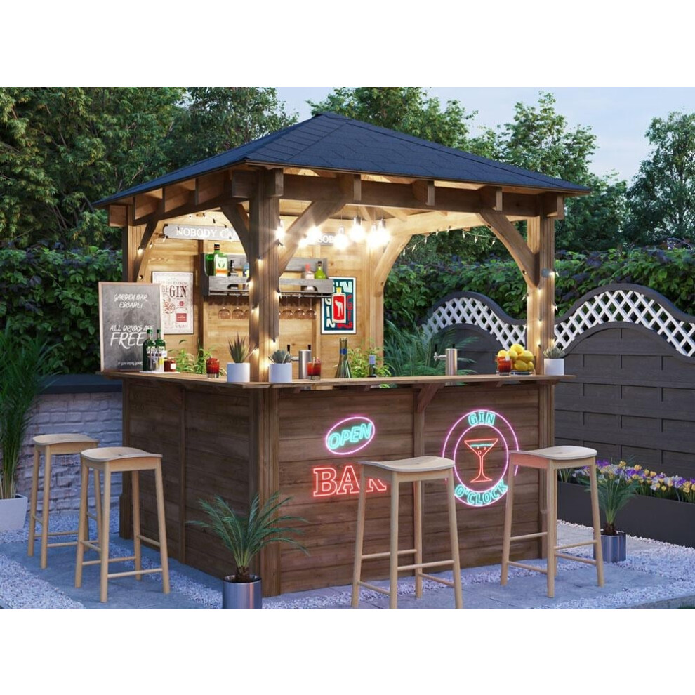 Dunster House Garden Bar 2.5m x 2.5m Wooden Outdoor Pub Shed Leviathan ...