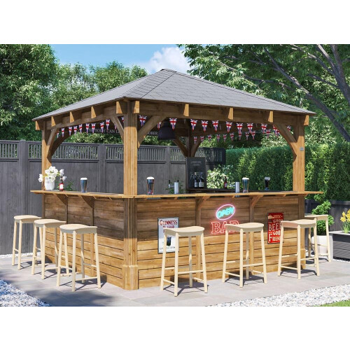 Dunster House Garden Bar 3m x 3m Wooden Outdoor Pub Shed Leviathan (C ...