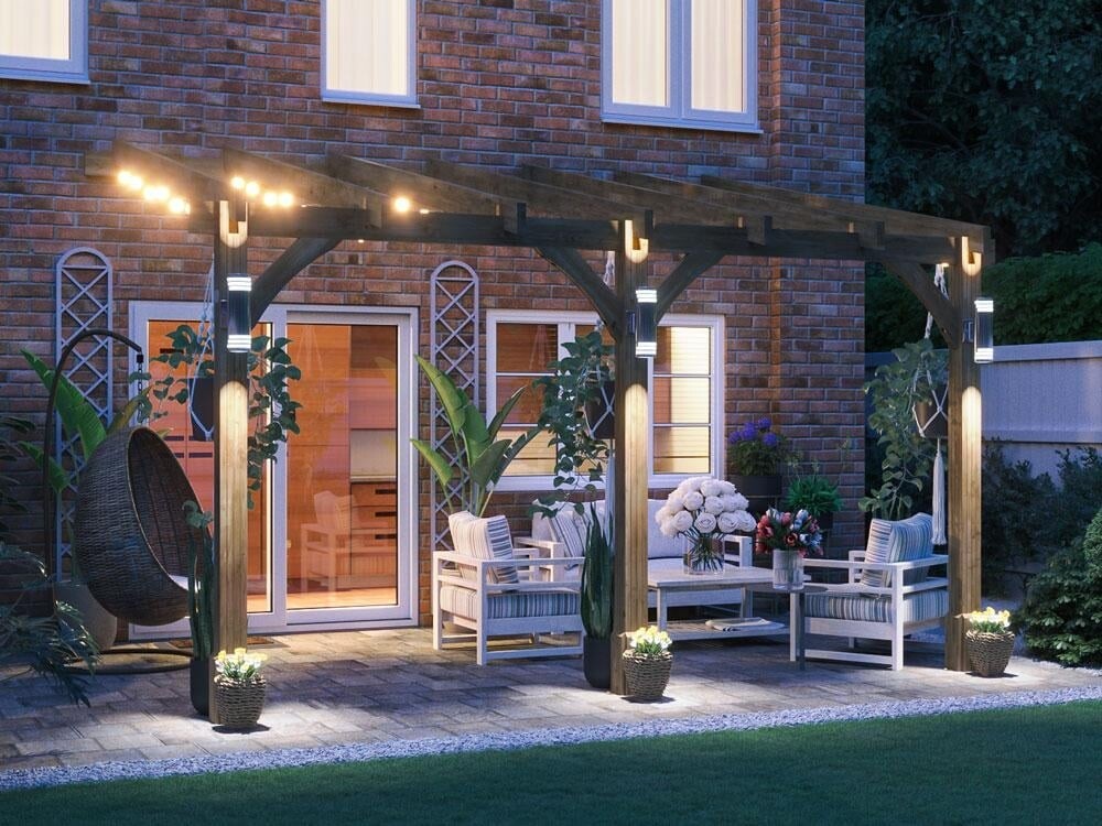 Dunster House Wooden Lean To Pergola 4m x 3m Plant Frame Leviathan on OnBuy