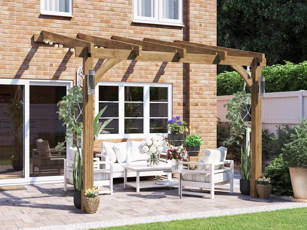 Dunster House Wooden Lean To Wall Mounted 3m x 3m Frame Leviathan on OnBuy