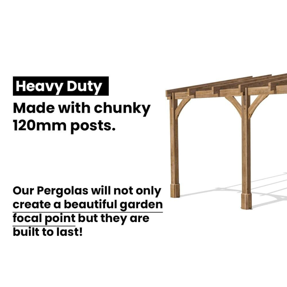 Dunster House Wooden Lean To Pergola Wall Mounted 5m x 3m Leviathan on ...