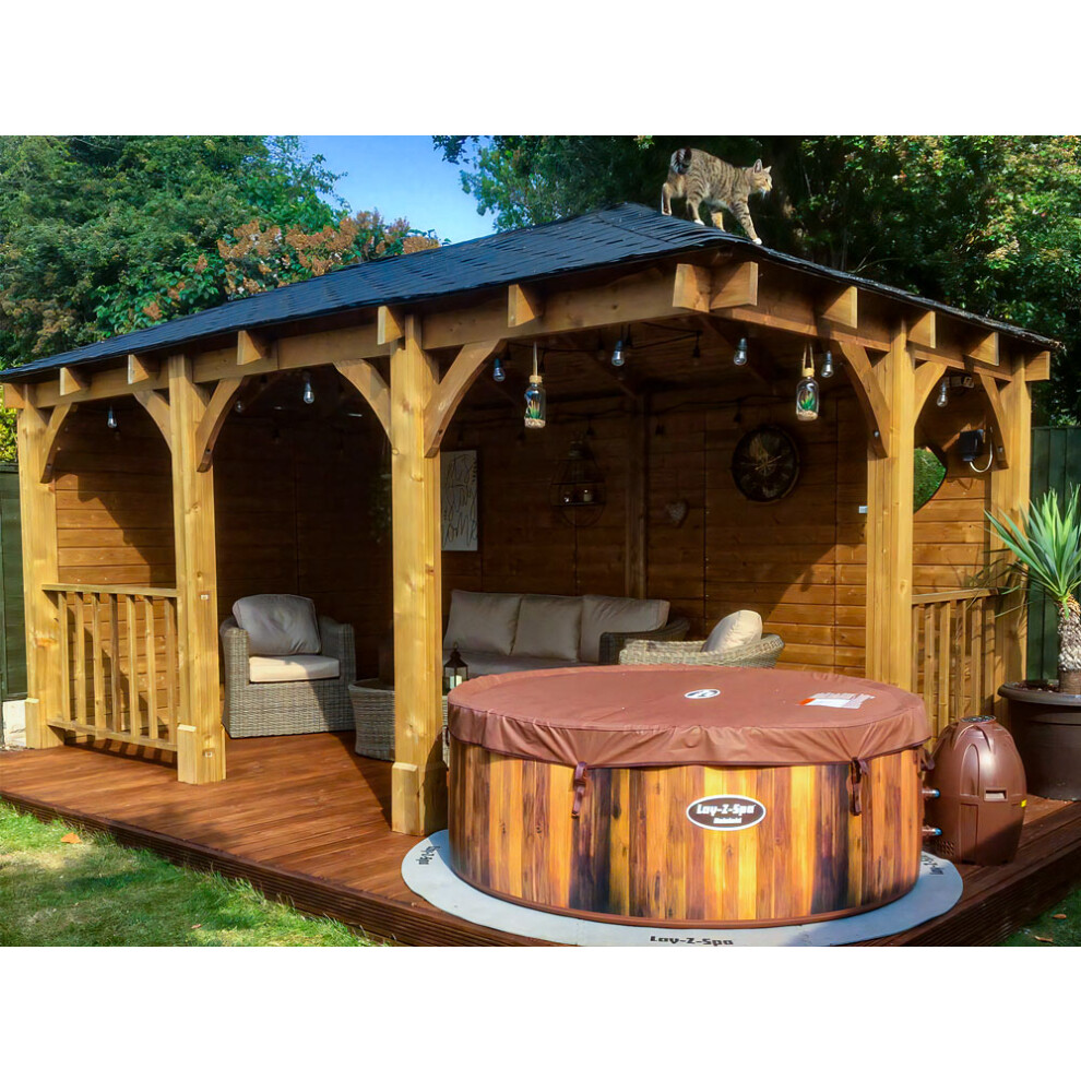 Dunster House Corner Gazebo Kit 5m x 3m Leviathan with Side Walls and ...