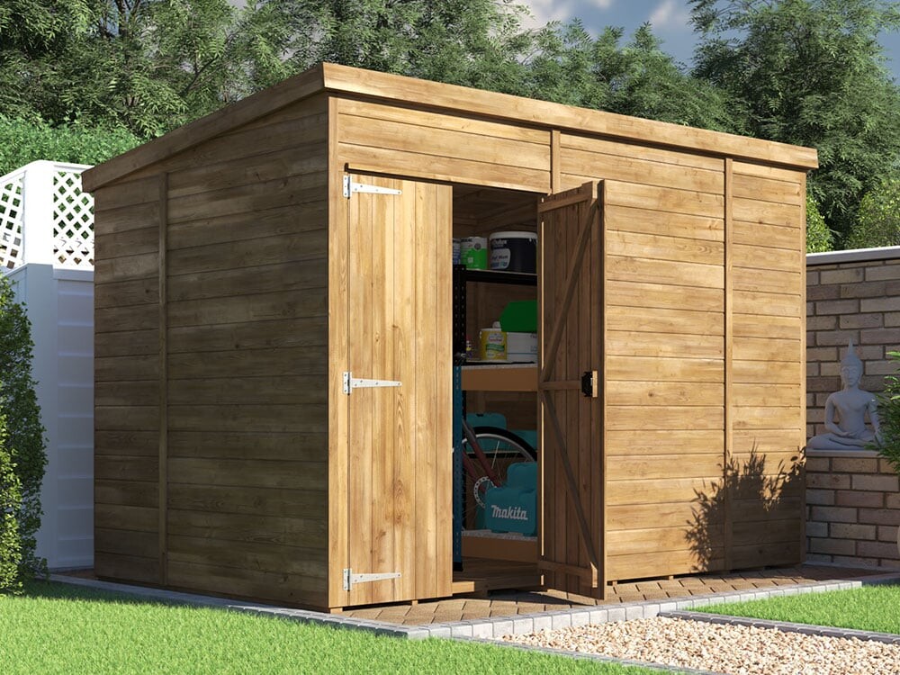 Dunster House Wooden Garden Shed 3m x 1.8m with 15mm Tongue & Groove ...