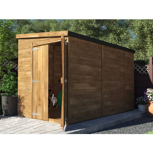 Dunster House Wooden Garden Shed 1.8m x 3m with Pent Roof, Pressure ...