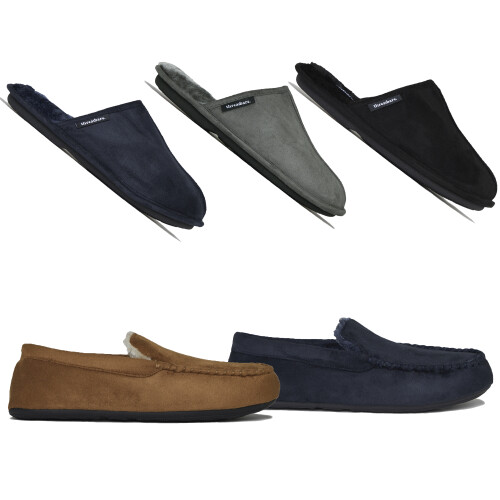 (Navy, Mens Moccasin Slip On Slippers - Selhurst) Threadbare Men's ...