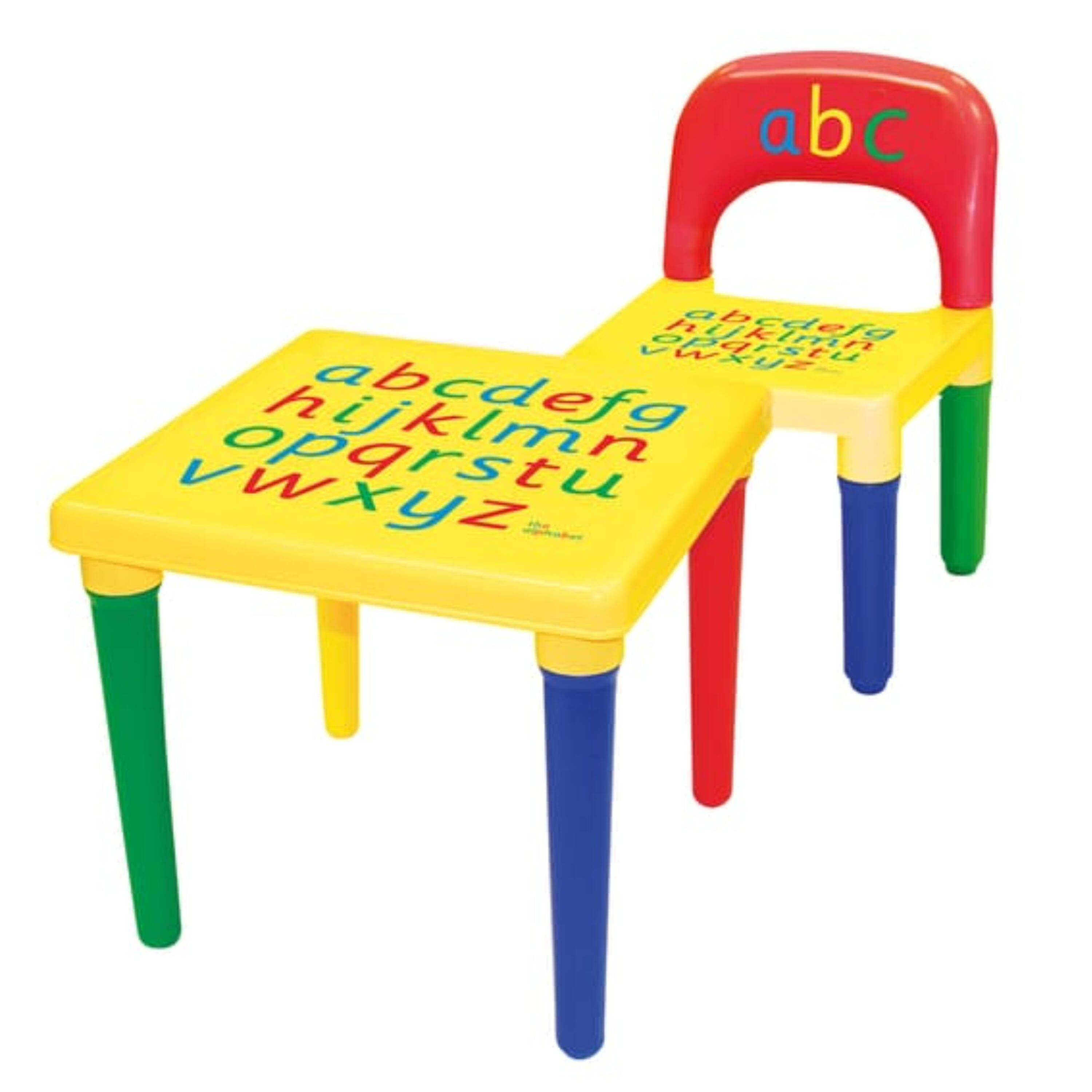 ABC Alphabet Children Plastic Table and Chair Set, Kids Garden ...