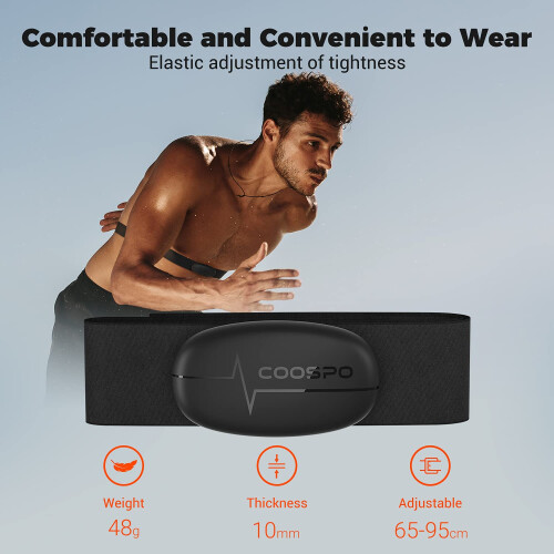 COOSPO Heart Rate Monitor Chest Strap, H6 HRM Bluetooth ANT+, for ...