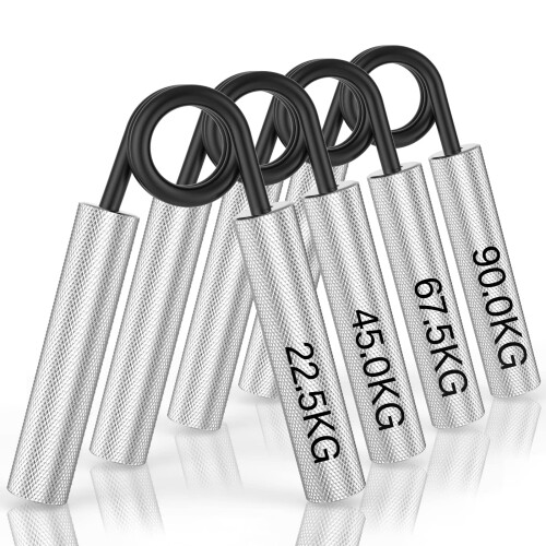 ZEAGUS Grip Strength Trainer 4 Pack 22.5KG 90KG Metal Hand Grip Strengthener Non Slip Heavy Duty Forearm Exerciser Hand Gripper for Muscle Building on OnBuy