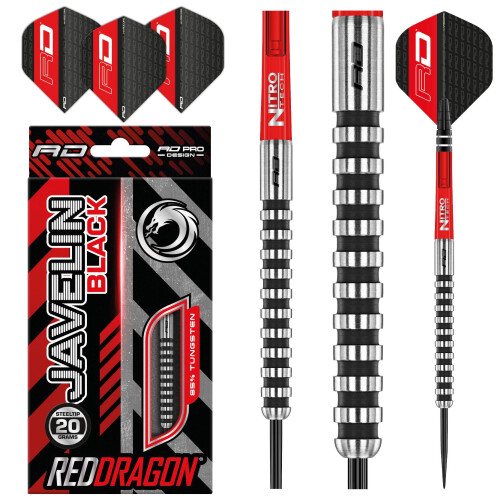 RED DRAGON Javelin Black 20g Tungsten Darts Set with Flights and Stems ...