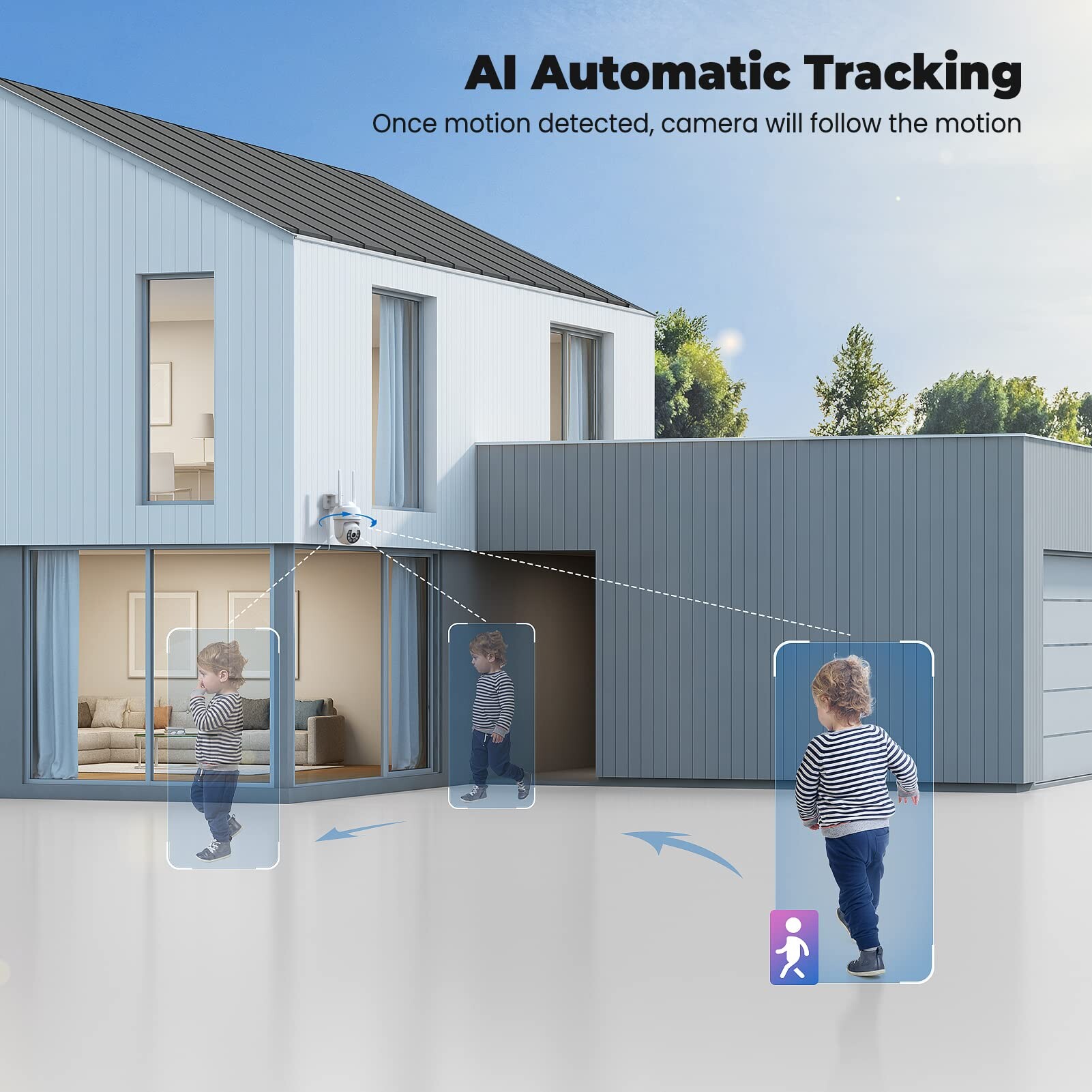 Codnida 2K Security Camera Outdoor, 360? PTZ WiFi Camera, CCTV Camera ...