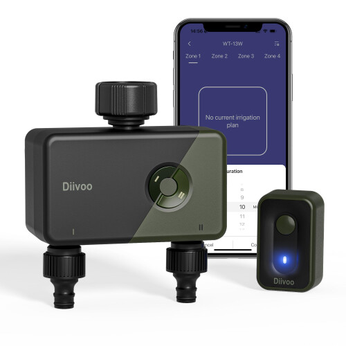 Diivoo WiFi Water Timer 2 Zones with RFID Gateway, Smart Water Timers ...