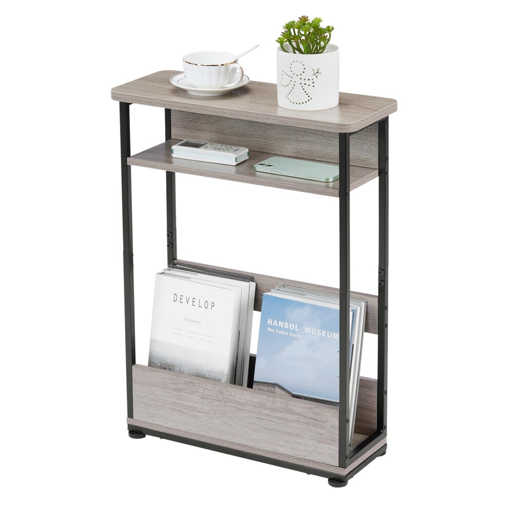 Vintage Narrow Side Table with Storage Shelf 3 Tier Slim End Table Modern Sofa Table for Narrow and Small Spaces 24.6 Inch Height Bedside Table on OnBuy