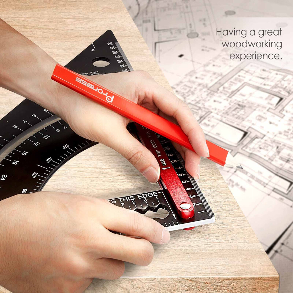 Pronese Adjustable Roofing Square 12 Inch Aluminum Alloy Rafter Square Metric Imperial Carpenter Square Set Precision Speed Square Carpenter on OnBuy