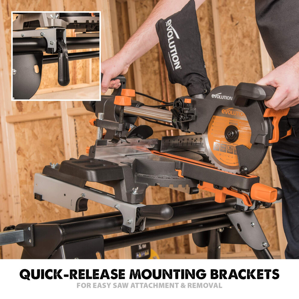 Evolution Power Tools EVOMS1 Mitre Saw Stand Universal Compact Folding with Extending Support Arms Fits Evolution Makita DeWalt Bosch Ryobi