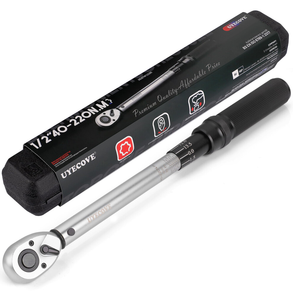 UYECOVE 1 2 inch Drive Click Torque Wrench 40 220NM 29.5 162.4FT.LB Torque Wrench 1 2