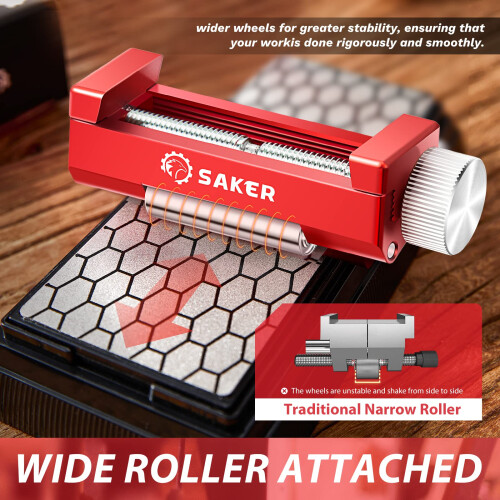 Saker Honing Guide with Whetstone - Red Off-Center Upgraded Honing Tool ...