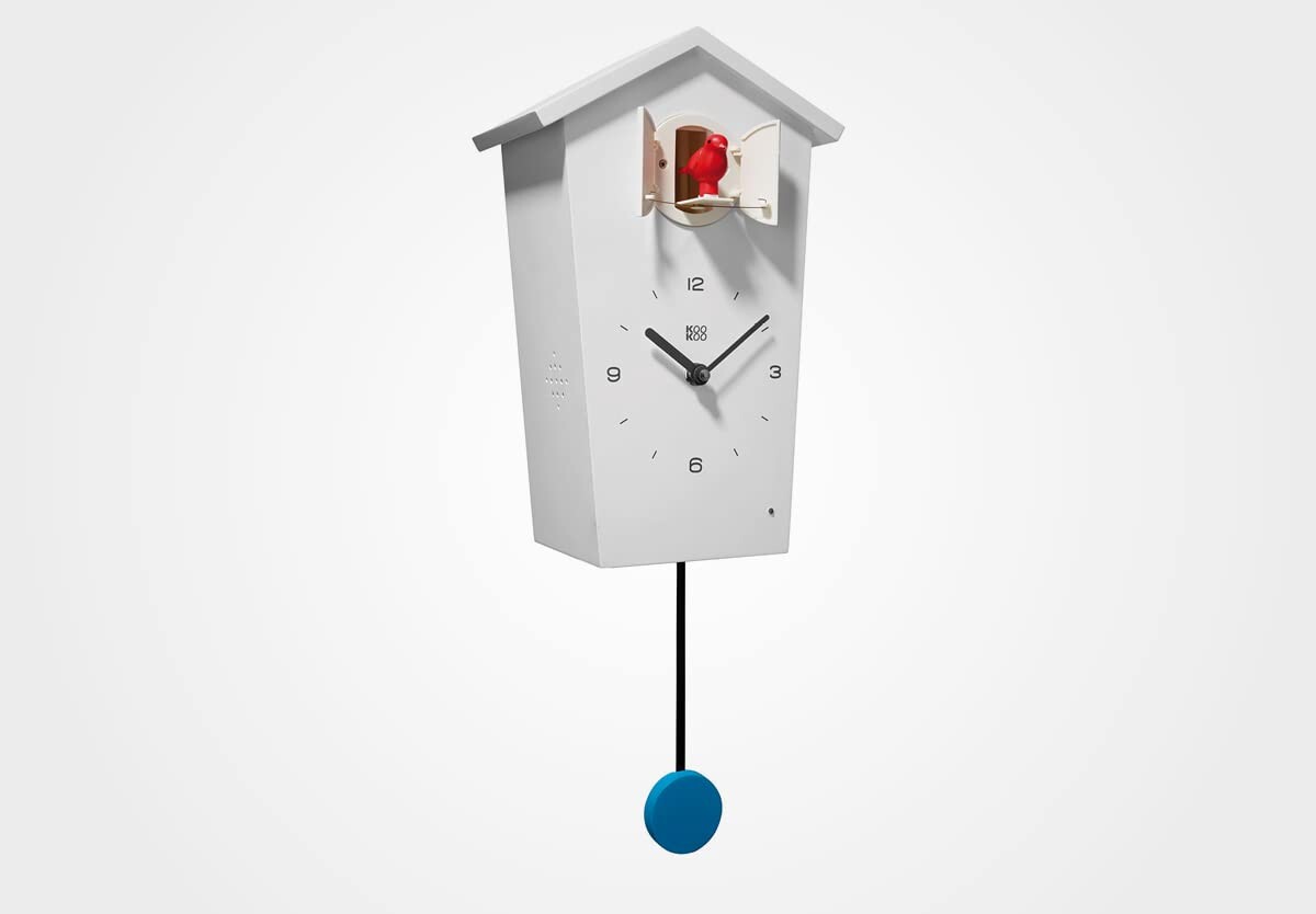 KOOKOO BirdHouse white, modern cuckoo clock with 12 natural bird voices ...