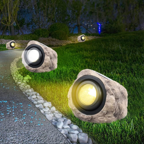 Solar Garden Rock Lights Outdoor LED Waterproof Solar Powered Rock ...