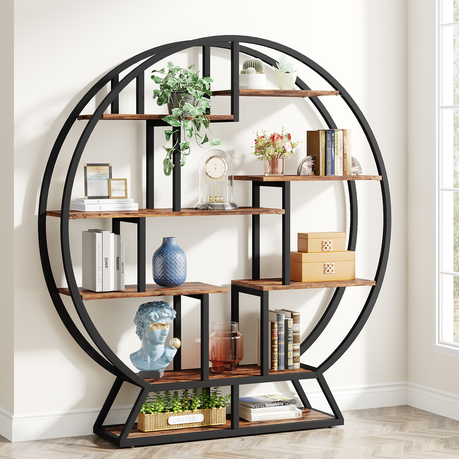 Tribesigns Bookshelf, Round Bookshelves Etagere Bookcase on OnBuy