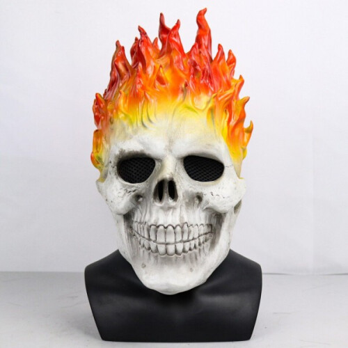 Halloween Ghost Rider Red And Blue Flame Skull Mask Horror Ghost Full ...
