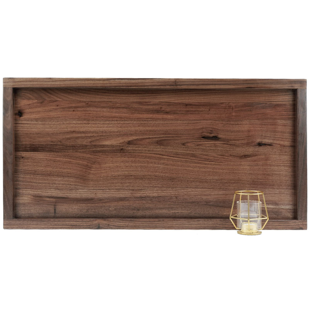 MAGIGO 30 x 15 Inches Large Rectangle Black Walnut Wood Ottoman Tray Serve Tea Coffee Classic Wooden Decorative Walnut Serving Tray on OnBuy