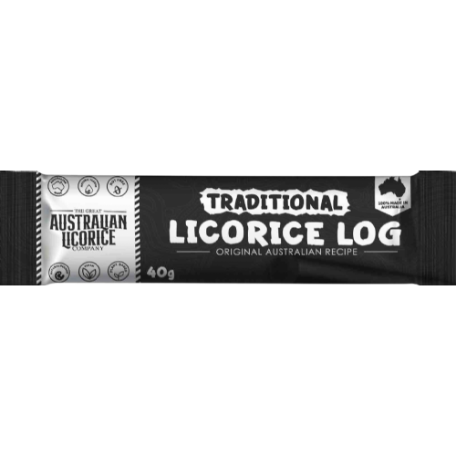 GREAT AUSTRALIAN LICORICE CO Traditional Licorice Log 40g (Pack of 25 ...