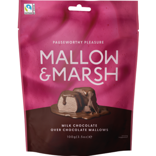 MALLOW & MARSH Chocolate Marshmallows / Milk Choc - Bag 100g (Pack of 6) on OnBuy
