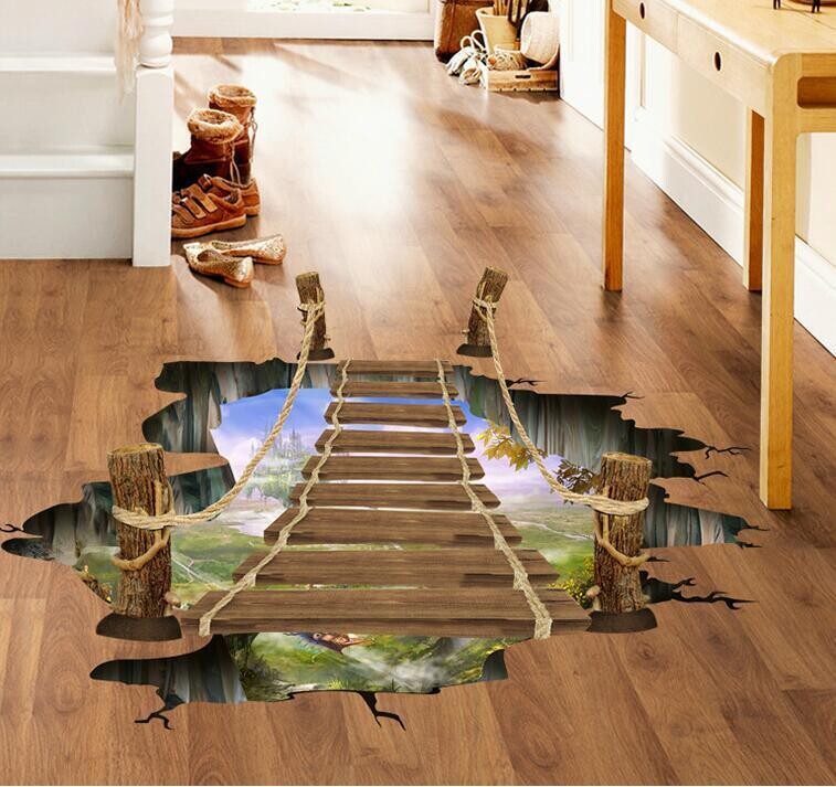 Wall Floor Sticker Drawbridge Hanging Bridge Wall Tattoo Art Decal Home ...