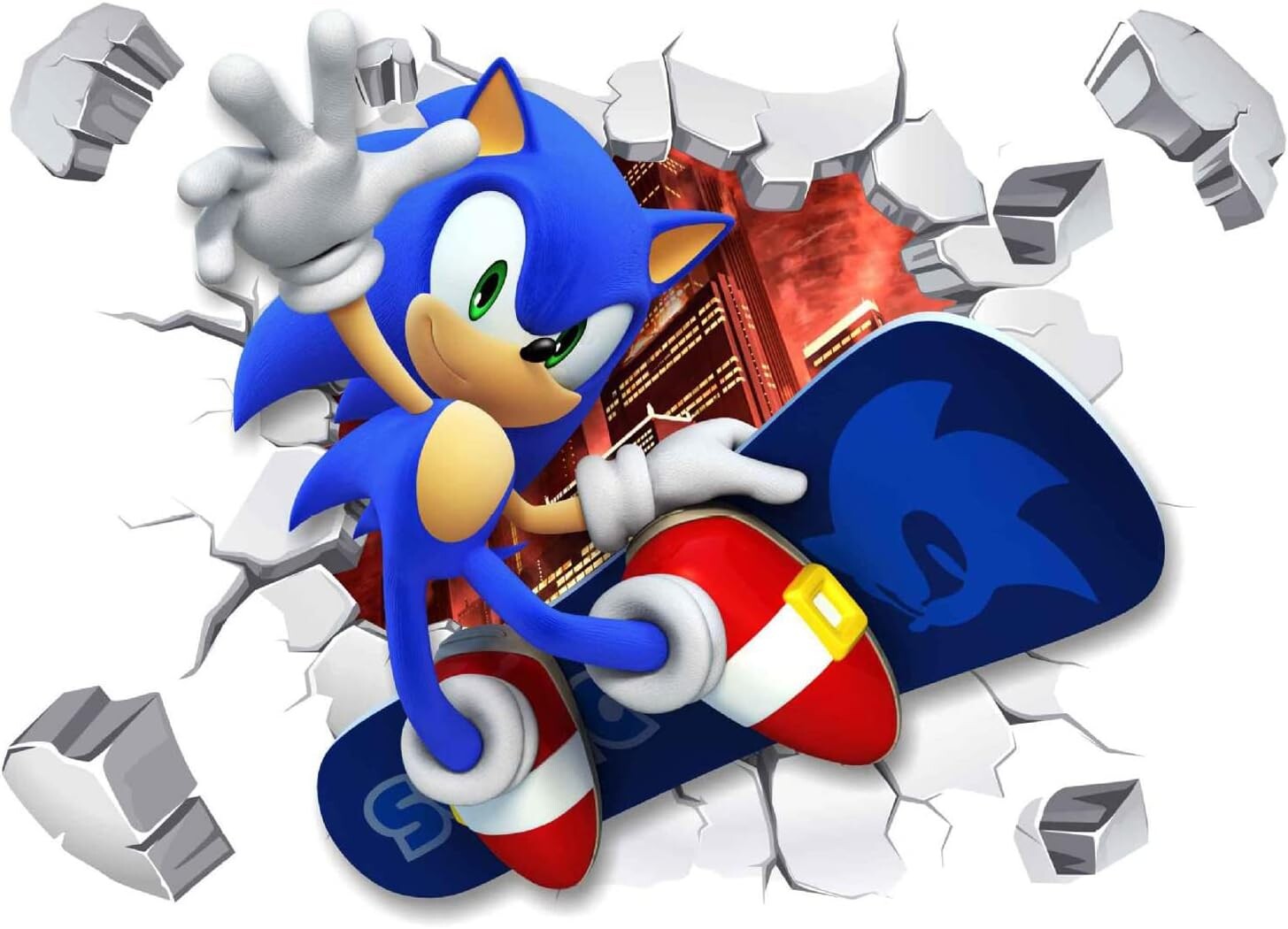 Sonic Wall Decals Stickers, 3D Hanging Sonic Wall Stickers Bedroom ...
