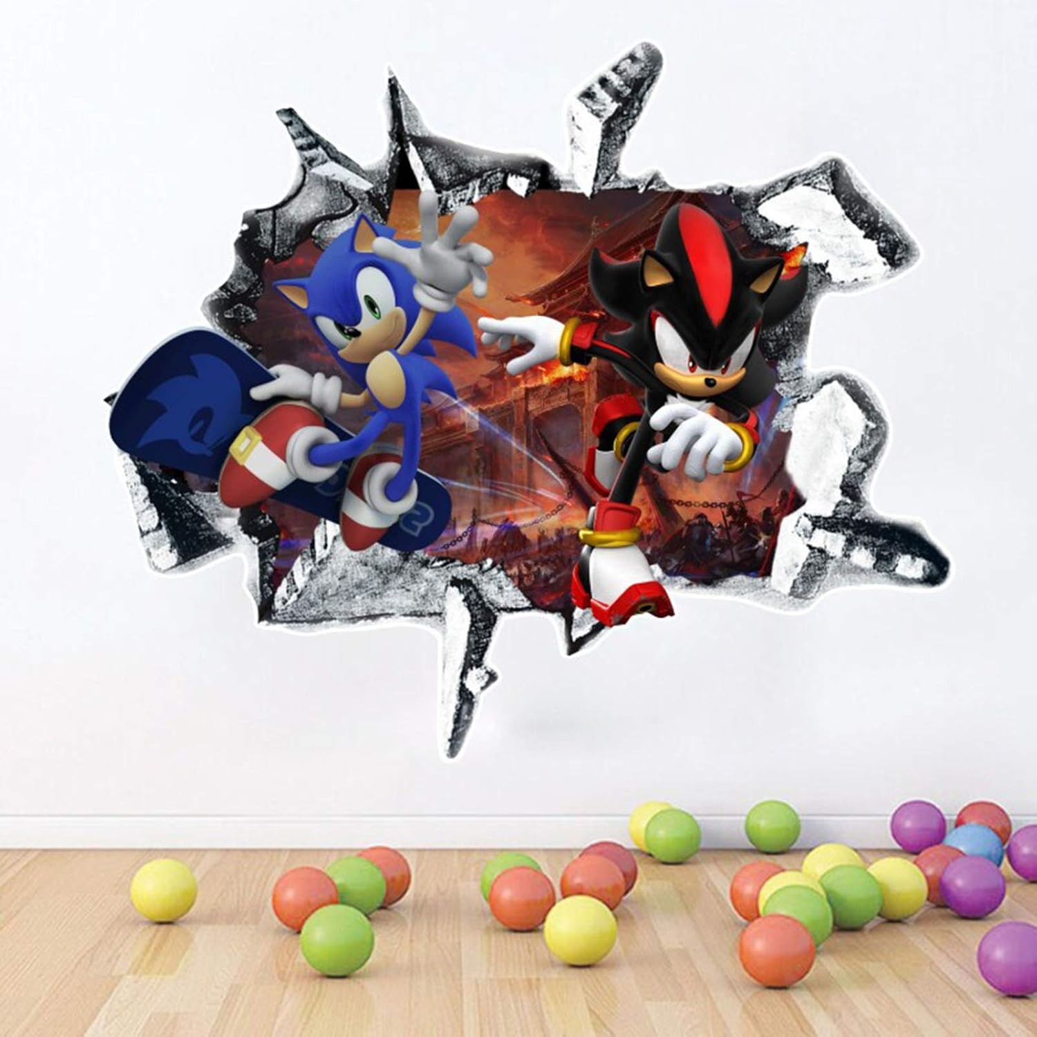 Sonic Wall Decals Sticker,Children Cartoon Bedroom Background Wall ...
