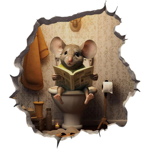 Mouse Hole Wall Art Stickers, Funny Mouse Wall Decal, Realistic 3D ...