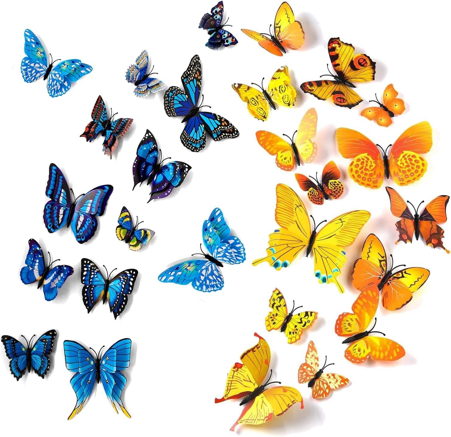 24 Pieces 3D Butterfly Wall Stickers Butterflies Girls Bedroom ...