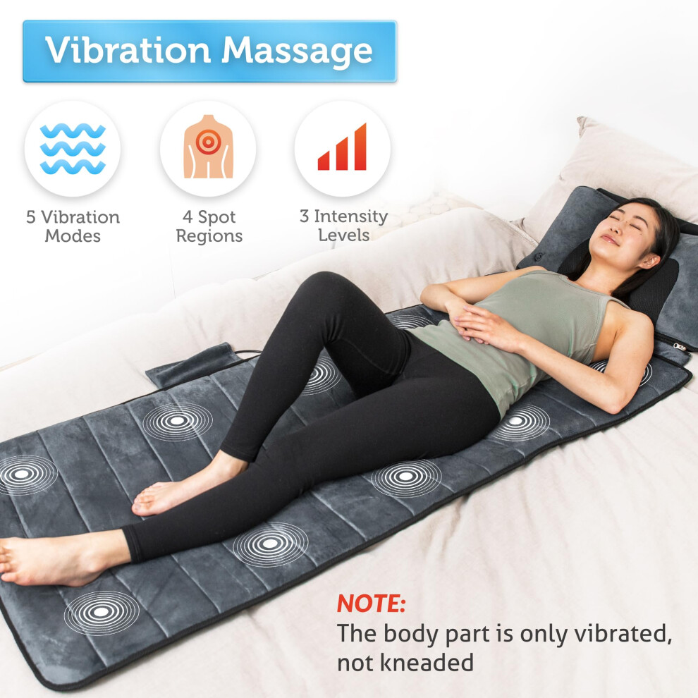 Comfier Massage Mat with Heat Pad Full Body Massage Bed with Shiatsu Neck Massage Pillow 10 Vibrating Motors 4 Heating Pads for Back Relief Massagers on OnBuy