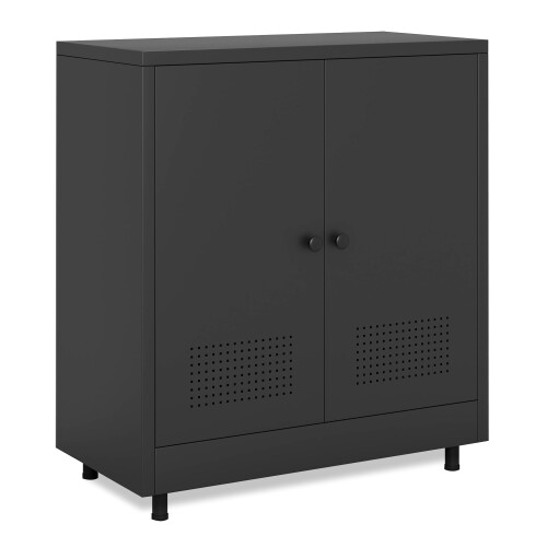 JINKUR Metal Storage Cupboard with 2 Doors and Adjustable Shelf, Steel ...