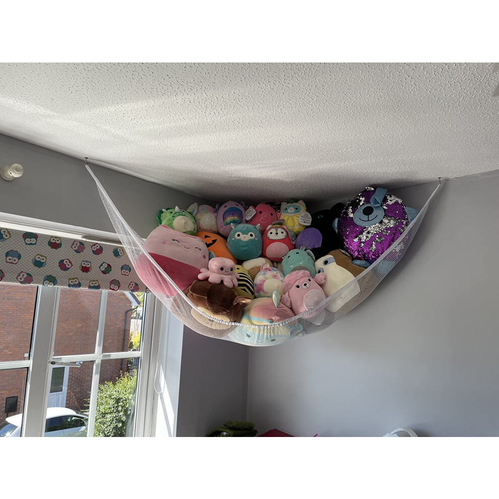 Jumbo Toy Hammock Powkoo Extra Large Toy Net Teddy Storage Hammock for Stuffed Animals 84 x 59 x 59 inch White on OnBuy