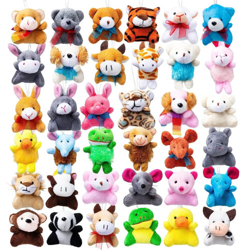 12 Pack Random Mini Animal Plush Toy Assortment (12 Units 3" Each),Bulk ...