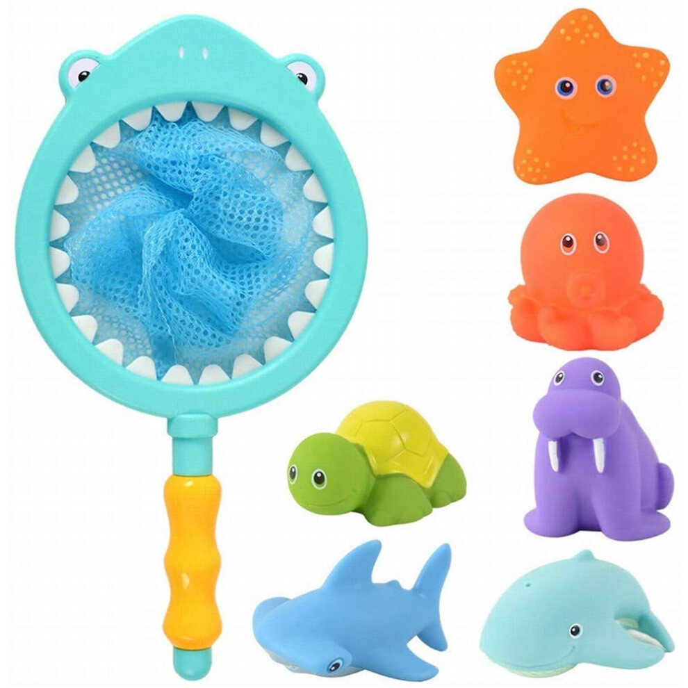Bath Toy Bath Toys Toddler Bathtub Toy Fishing Floating Animals Squirts Toys Games Playing Set with Fishing net Fish Net Game in Bathtub Bathroom on OnBuy