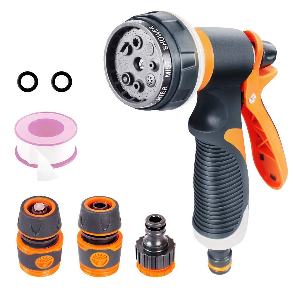 Hose Spray Gun with Hose Connector 8 Adjustable Patterns Hose Gun High ...