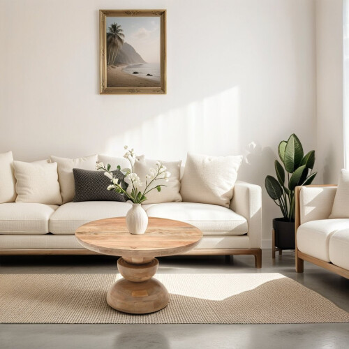 Merlin Mango Wood Round Coffee Table on OnBuy