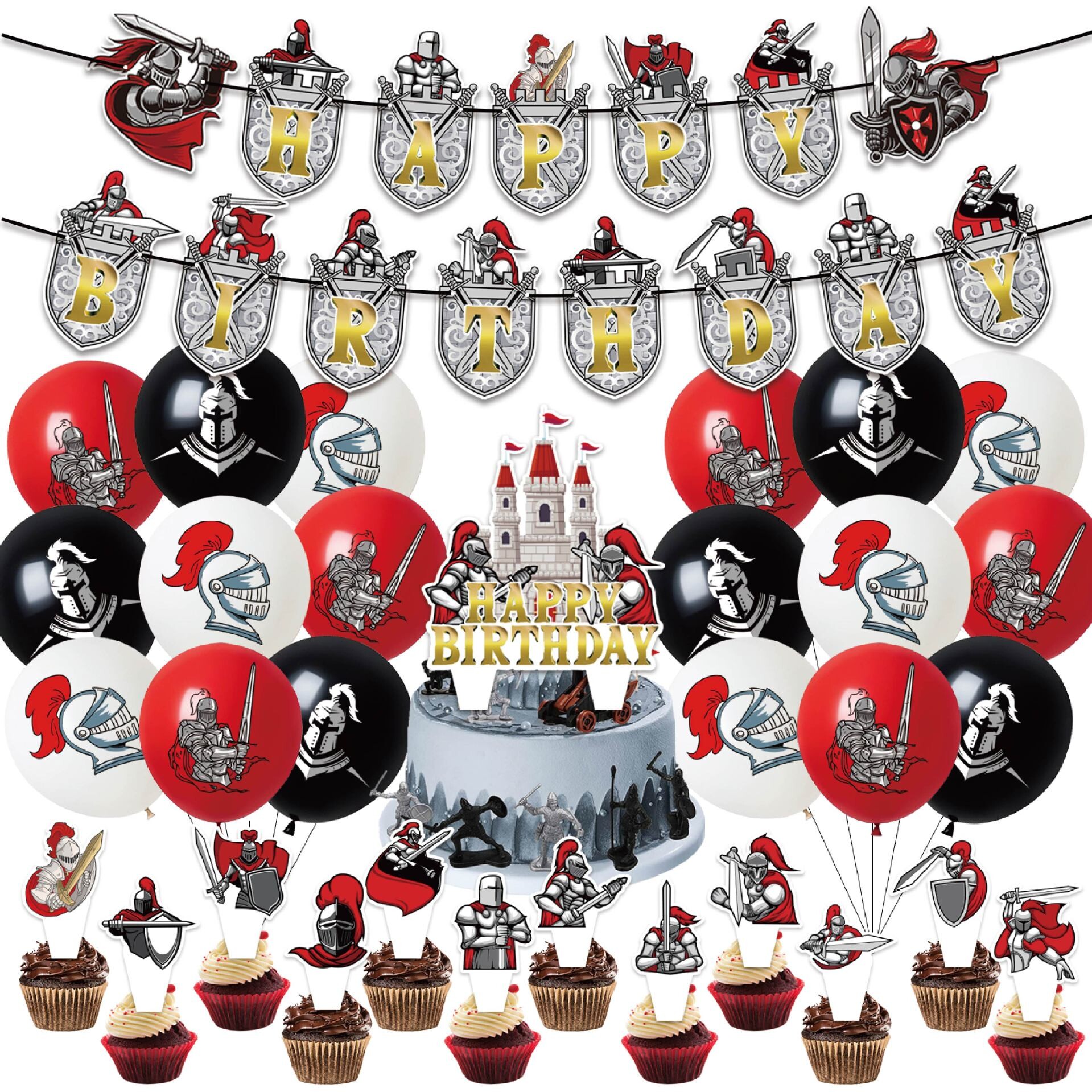 Medieval Knight Theme Birthday Party Decoration Flag Balloon Size Flag ...