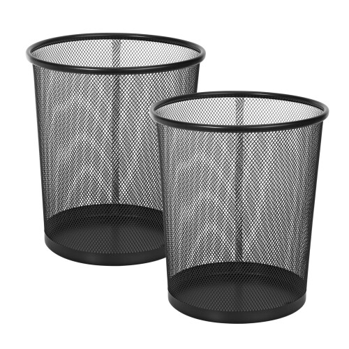 Vinsani Round Mesh Trash Can Metal Waste Basket Rubbish Garbage Bin on ...