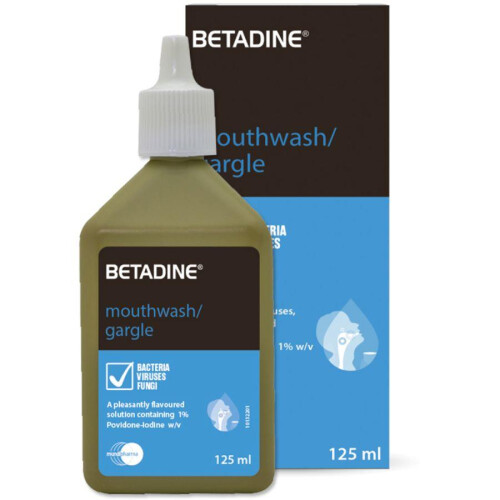 Betadine Mouthwash Gargle, Sore Throat Relief, Kills Bacteria, Viruses ...