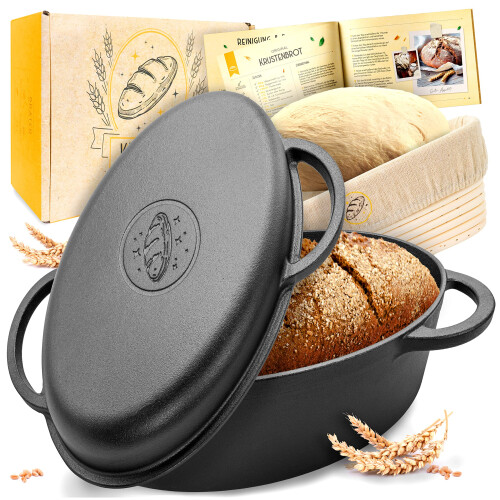 KRUSTENZAUBER 34 cm cast iron roasting dish with lid, oven-safe ...