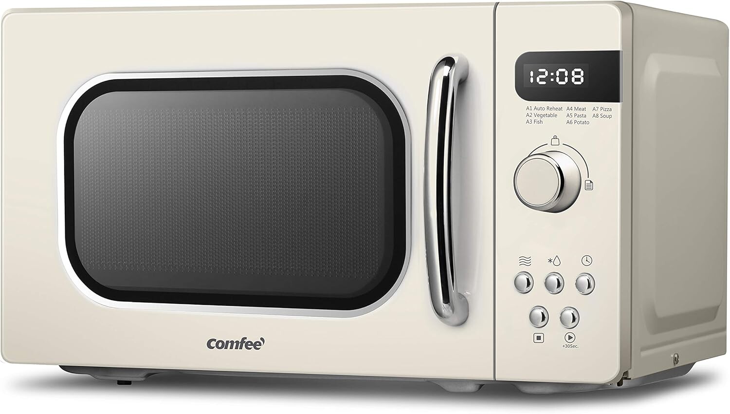 Retro Style 800w 20L Microwave Oven with 8 Auto Menus, 5 Cooking Power ...