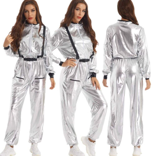 Silver Astronaut Costume Space Flight Suit Spaceman Cosplay Dress Up ...