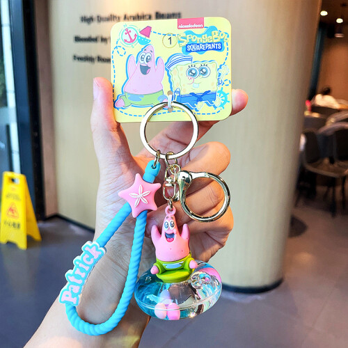 (Ring) Floating Spongebob Liquid Keychain Adorable Patrick And ...