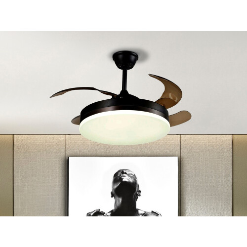 Schuller Vento 6 Speed Ceiling Fan Black with LED Light, Retractable ...